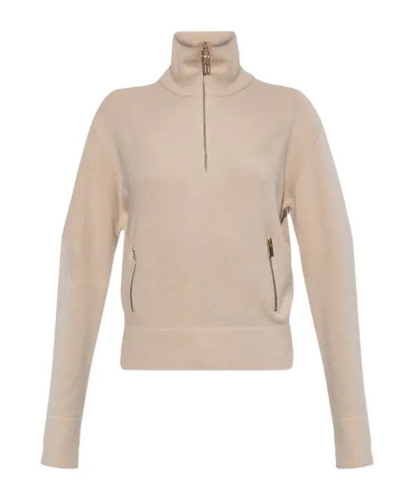 Victoria Beckham Half-zip Milano Sweater - Nude