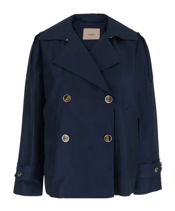 TWINSET Cropped Double-breasted Trench Coat