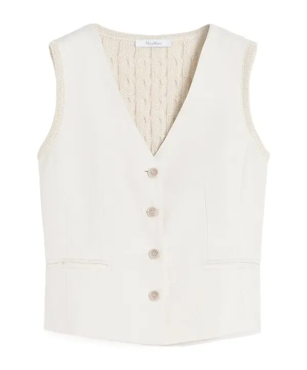 Max Mara Button-up V-neck Gilet - Beige