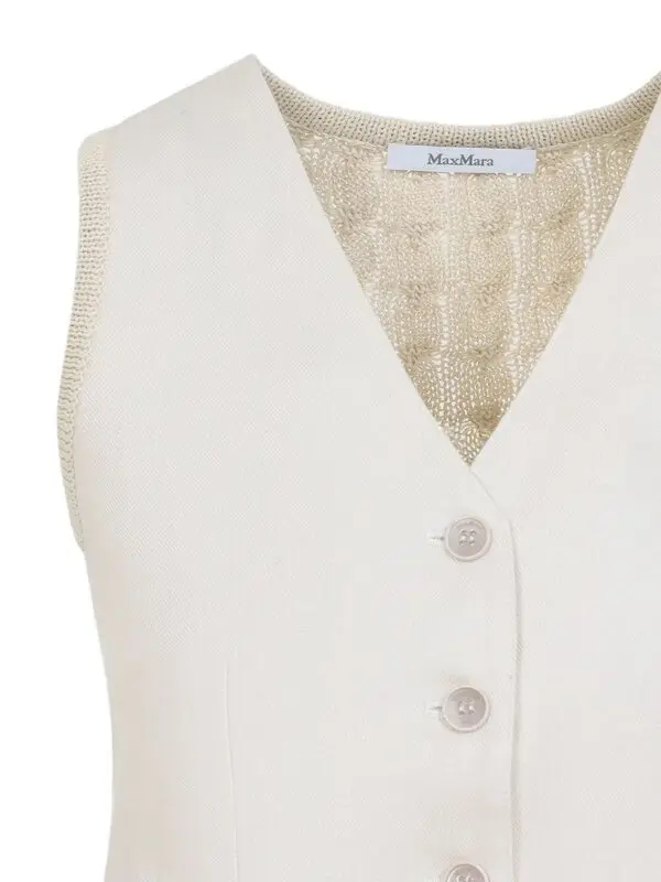 Max Mara Button-up V-neck Gilet - Beige