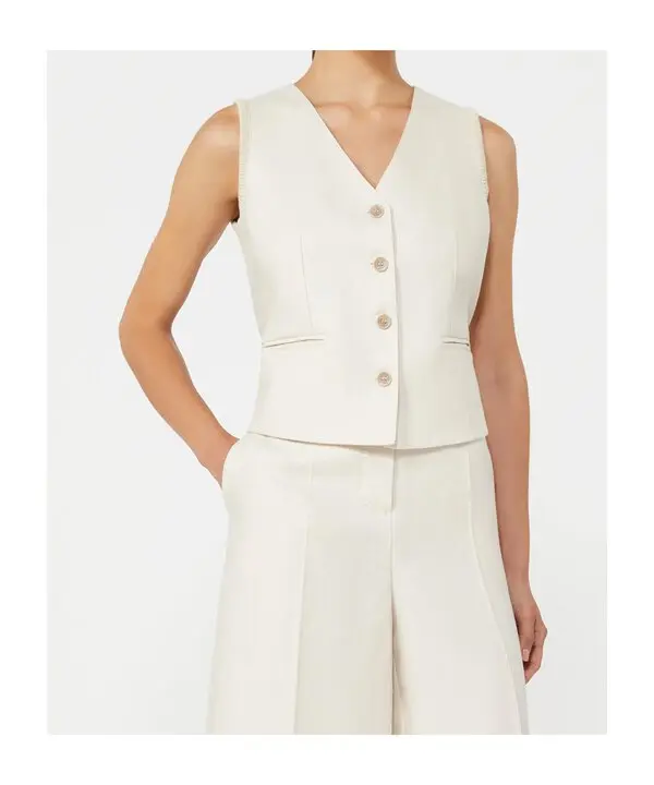 Max Mara Button-up V-neck Gilet - Beige