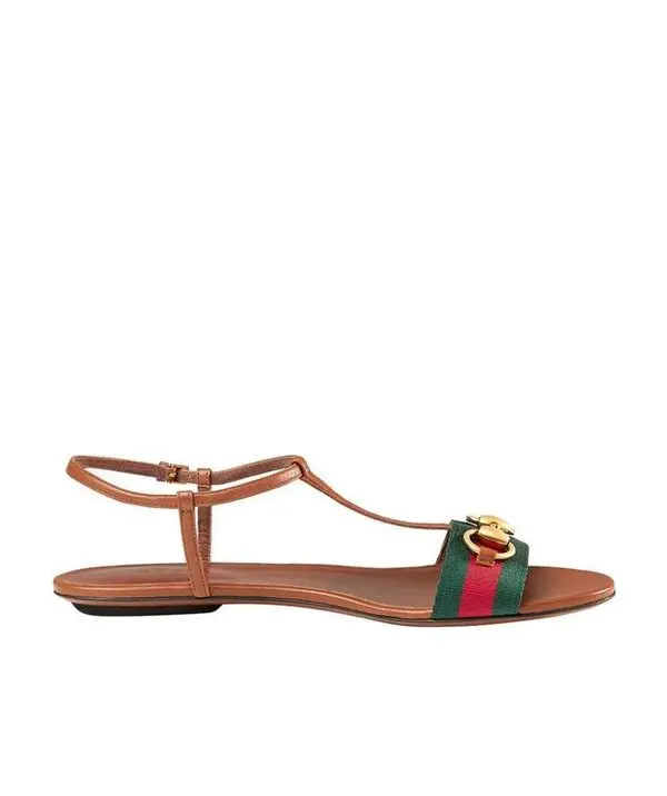 Gucci Horsebit Ribbon Detail Flat Sandals
