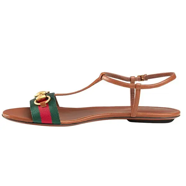 Gucci Horsebit Ribbon Detail Flat Sandals