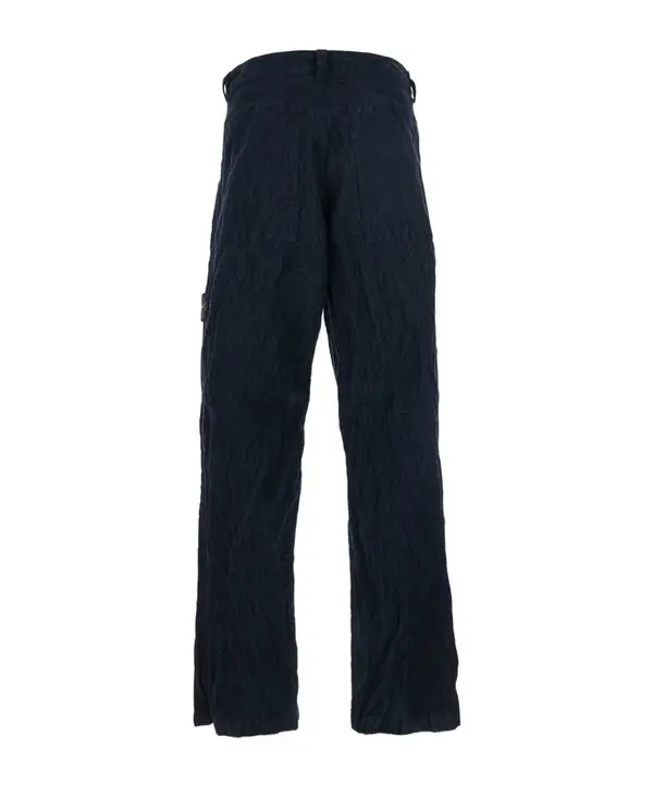 Stone Island Logo Patch Straight Leg Trousers - Blue