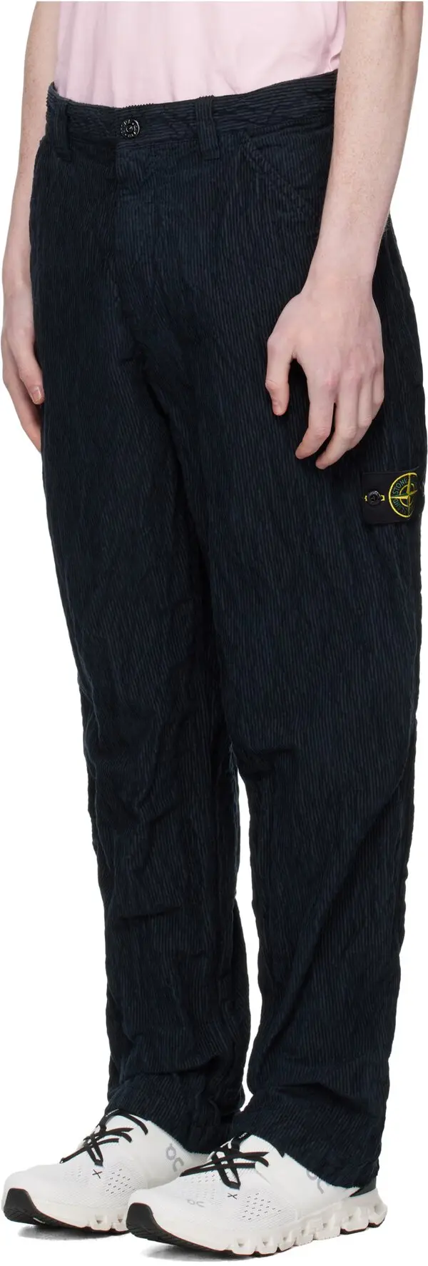Stone Island Logo Patch Straight Leg Trousers - Blue