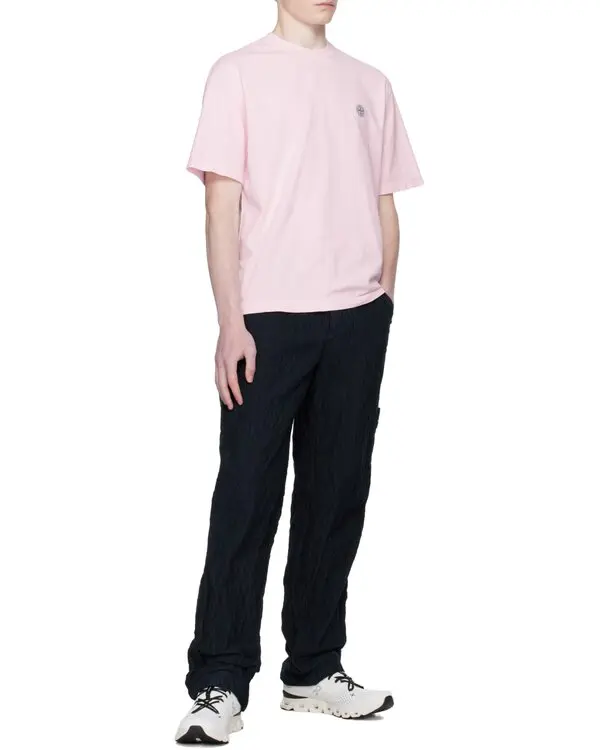 Stone Island Logo Patch Straight Leg Trousers - Blue