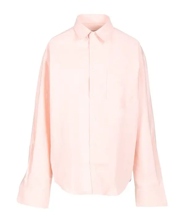 Ami Cotton Shirt With Chest Pocket And Long Sleeves - Pink