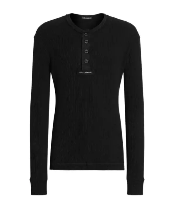 Dolce & Gabbana Ribbed Henley Knit Sweater