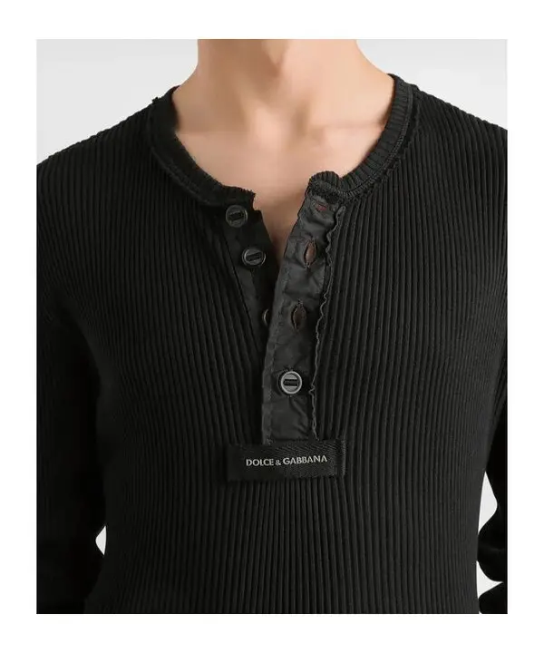 Dolce & Gabbana Ribbed Henley Knit Sweater