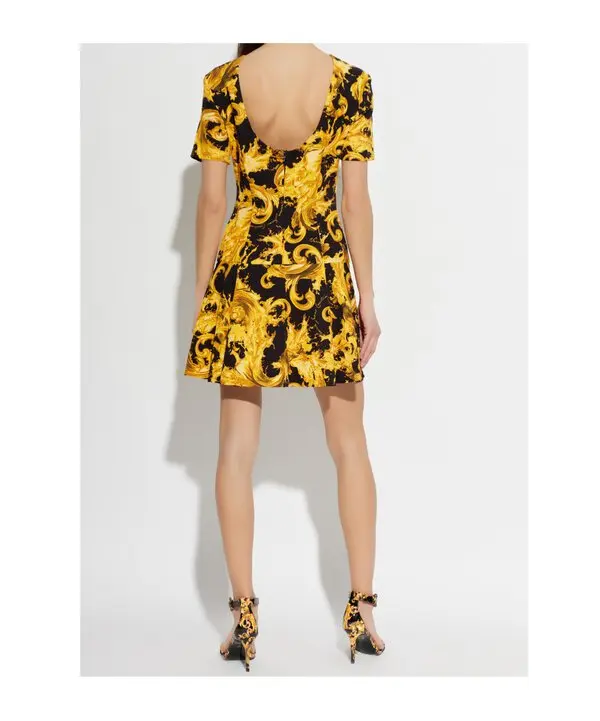 Versace Baroque Printed Crewneck Mini Dress