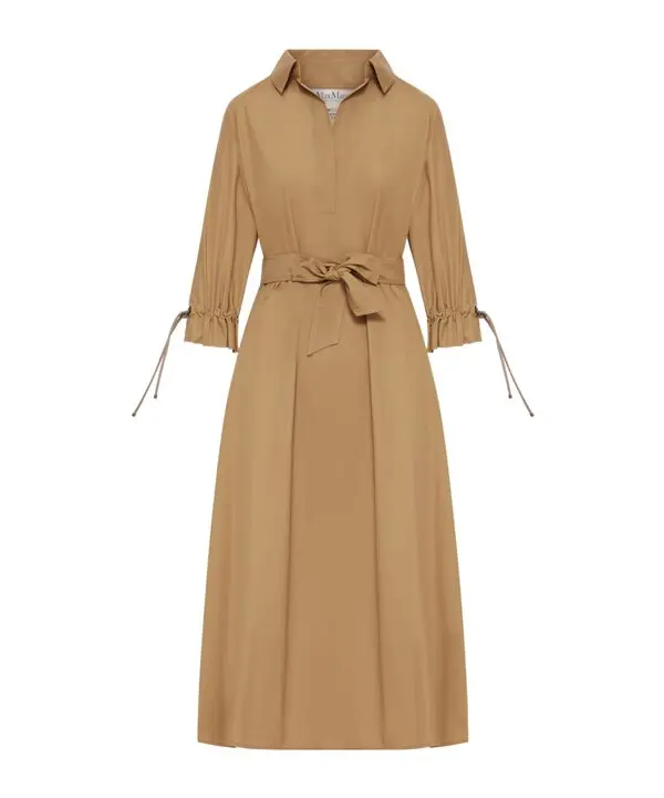Max Mara Mirto Drawstring Sleeved Dress - Nude