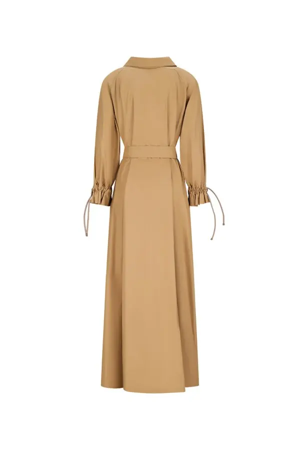 Max Mara Mirto Drawstring Sleeved Dress - Nude