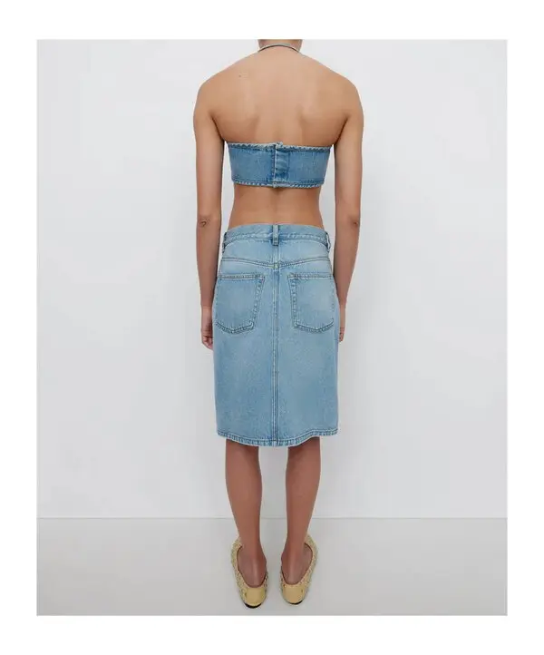 Gimaguas Luna Studded Denim Bandeau Top