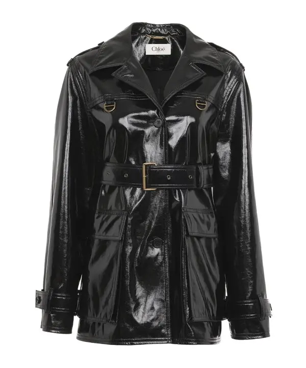 Chloé Belted Glossy Finish Jacket