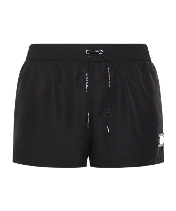 Dolce & Gabbana Logo Plaque Swim Shorts - Black