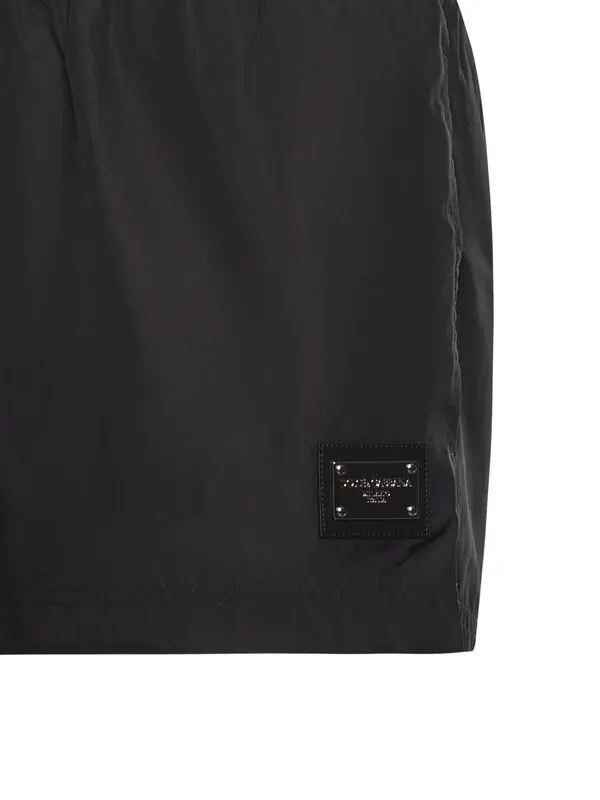 Dolce & Gabbana Logo Plaque Swim Shorts - Black