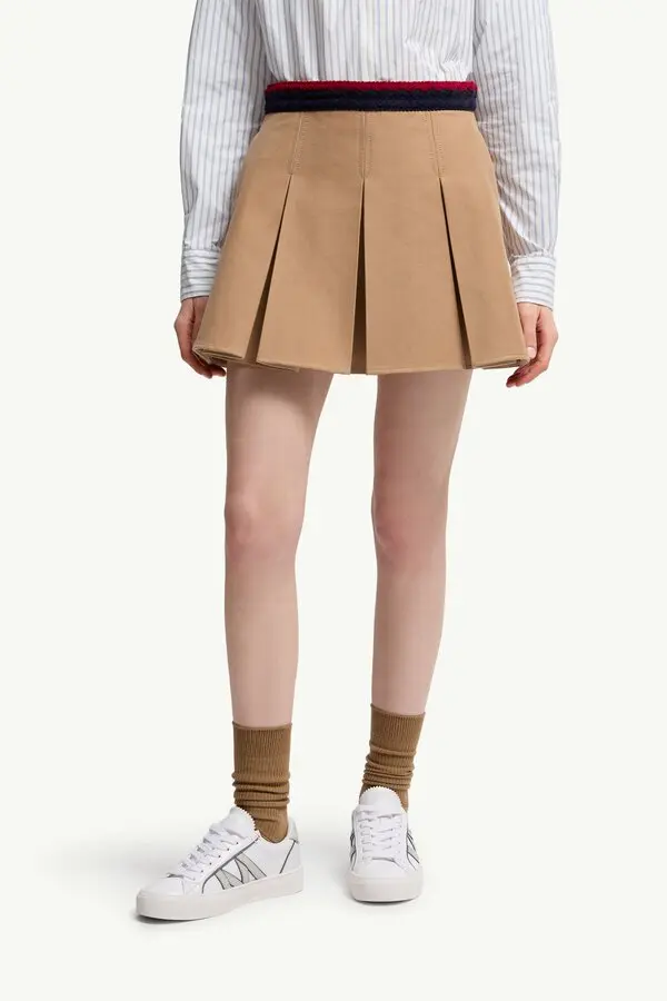 Moncler Pleated Mini Skirt With Striped Waistband