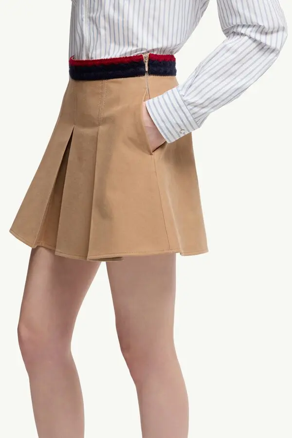 Moncler Pleated Mini Skirt With Striped Waistband