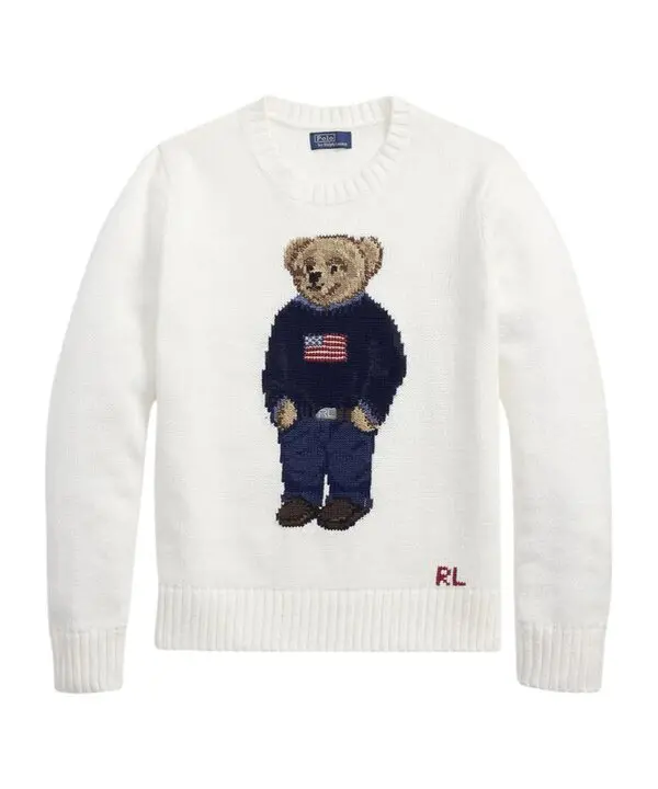 Polo Ralph Lauren Bear Intarsia Knit Sweater - White