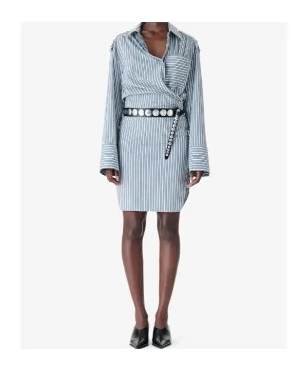 IRO PARIS Striped Midi Shirt Dress - Gray