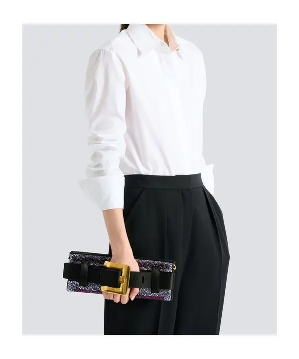Balmain Anthem Crystal Clutch - Black