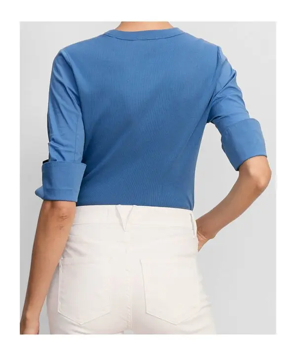 Veronica Beard Crew Neck T-shirt With Rolled Cuffs