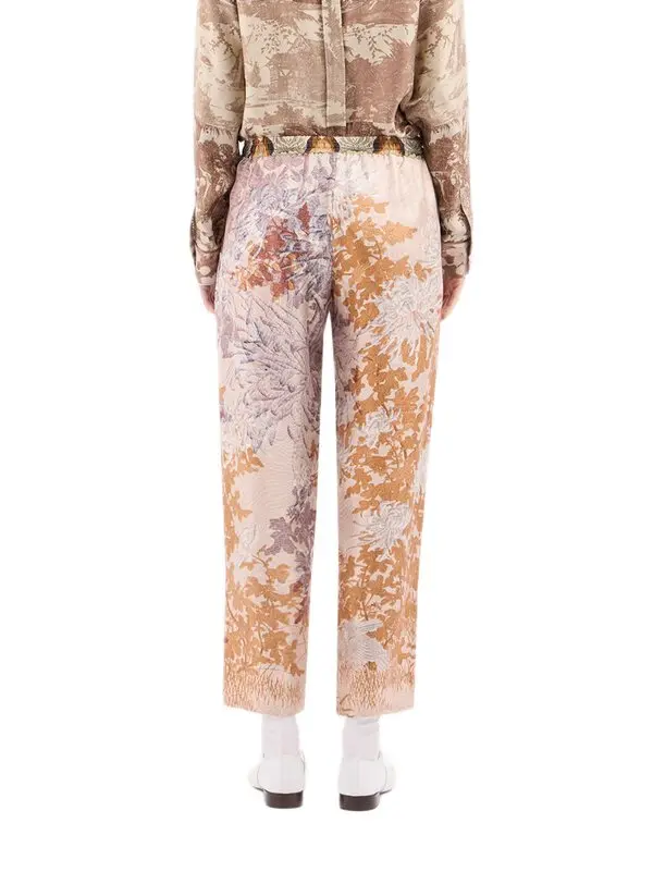 PIERRE-LOUIS MASCIA Printed Drawstring Relaxed Fit Pants - Nude