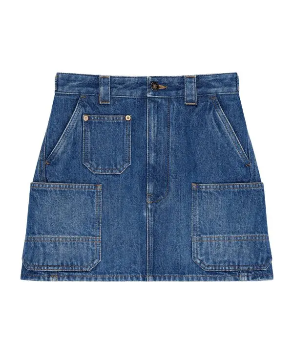 Givenchy Embroidered Denim Mini Skirt - Medium Blue