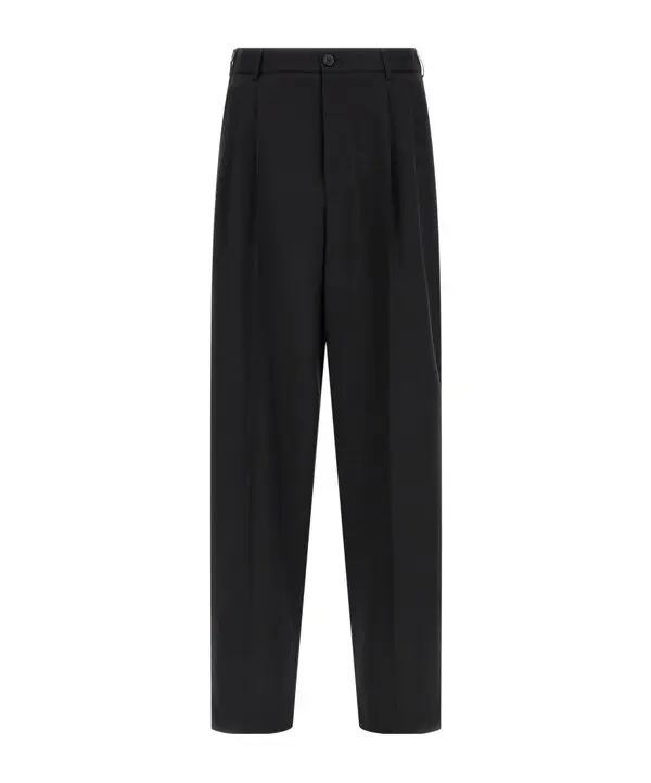 MAGLIANO Double Pleat Wide Leg Trousers - Black