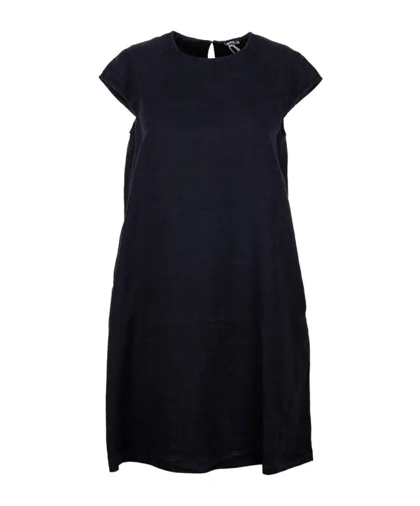 Aspesi Round-neck Short-sleeve Mini Dress With Cutout Details - Black