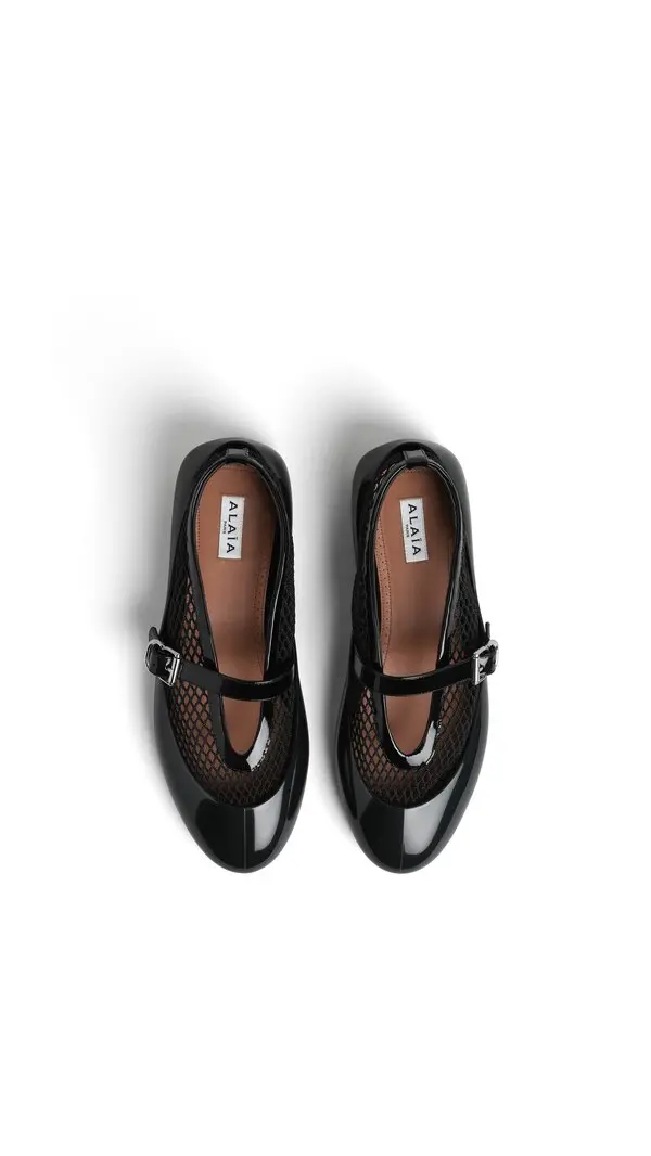 Alaïa Patent And Mesh Ballet Flats
