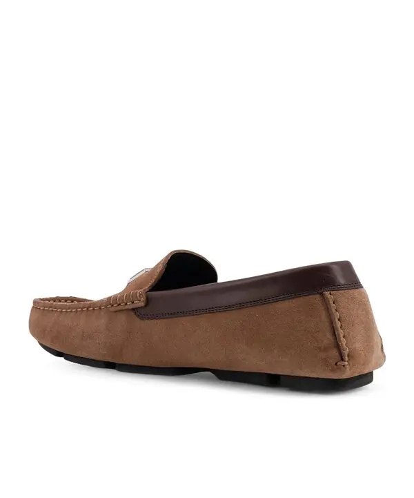 Dolce & Gabbana Logo Plaque Suede Loafers - Brown