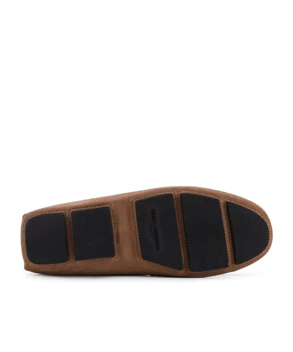 Dolce & Gabbana Logo Plaque Suede Loafers - Brown