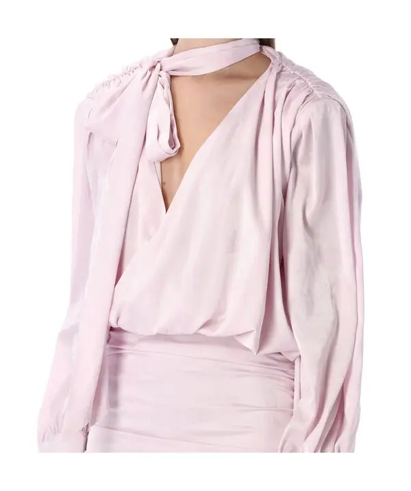 ROTATE BY BIRGER CHRISTENSEN Pleated V-neck Mini Dress