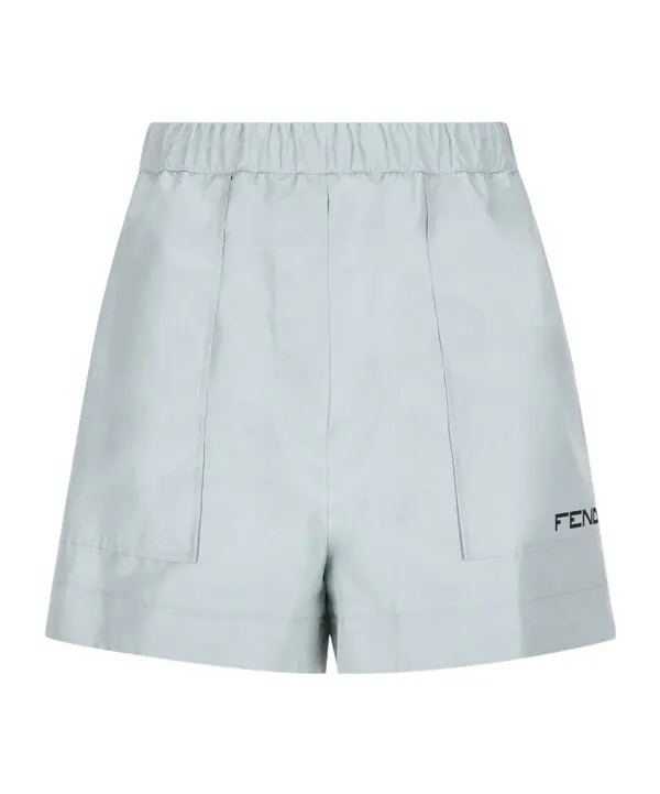 Fendi Logo Detail Elastic Waist Shorts - Light Blue