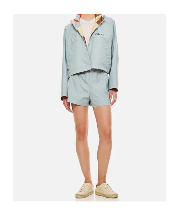 Fendi Logo Detail Elastic Waist Shorts - Light Blue