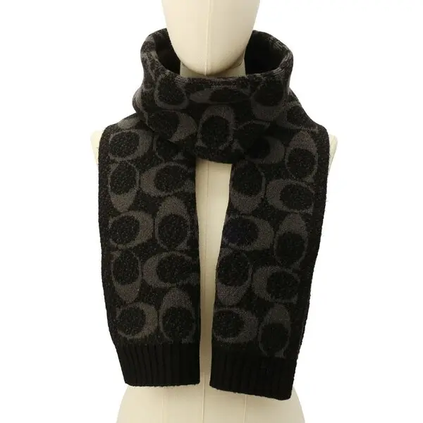 COACH Ribbed Scarf - Black