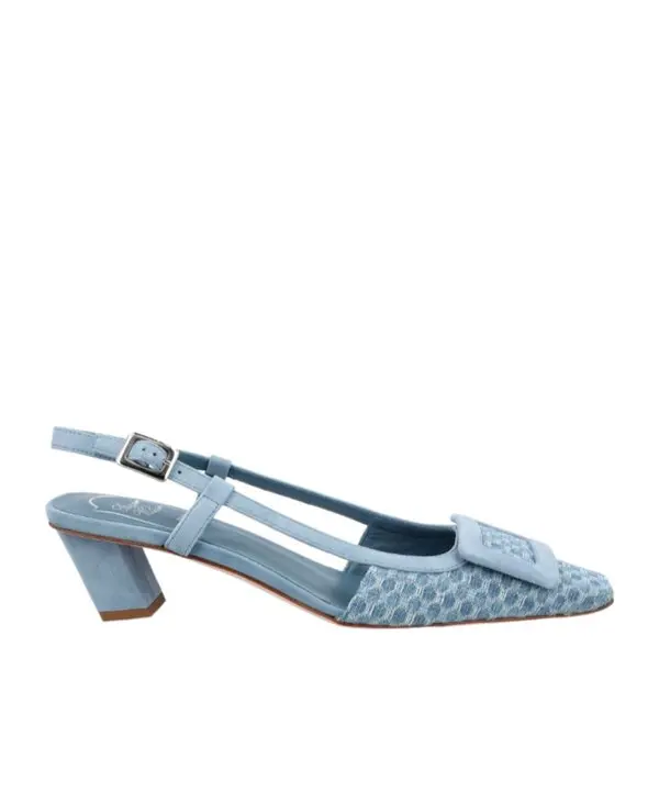 ROGER VIVIER Square Toe Slingback Pumps - Blue