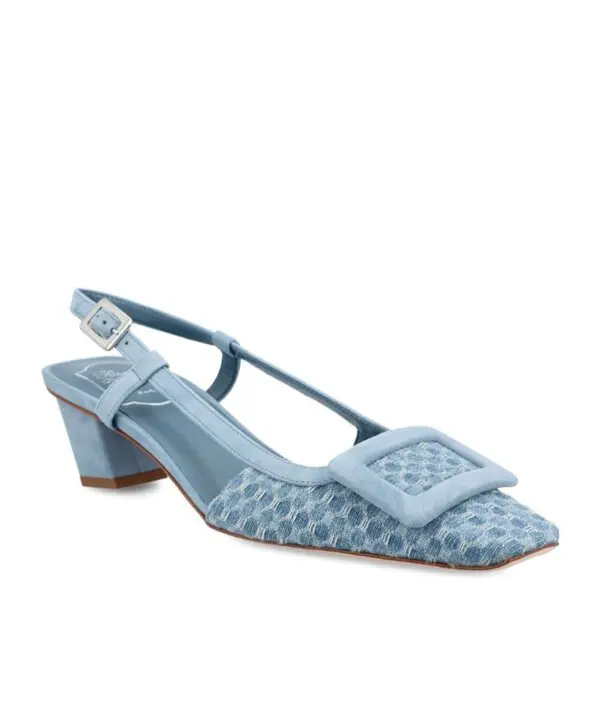 ROGER VIVIER Square Toe Slingback Pumps - Blue
