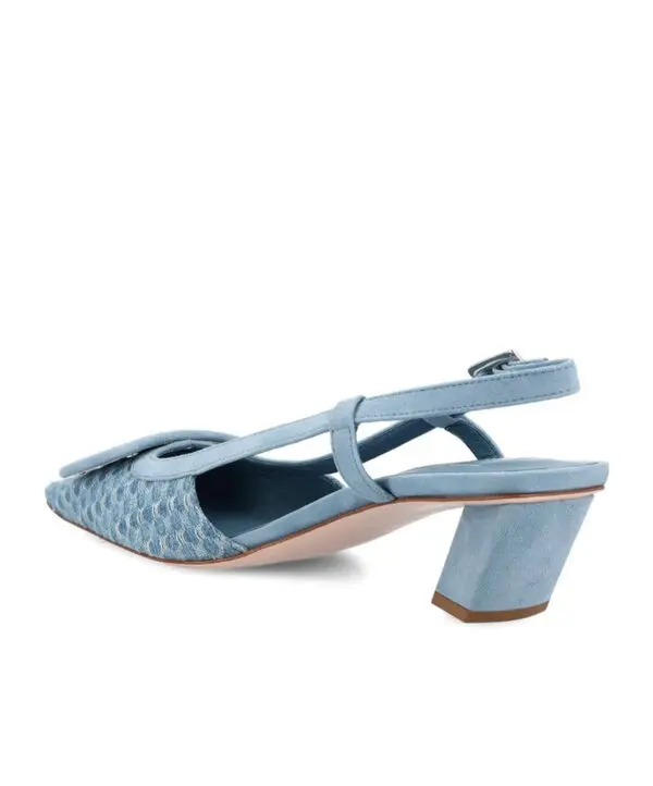 ROGER VIVIER Square Toe Slingback Pumps - Blue