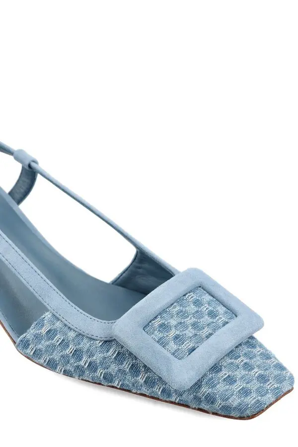 ROGER VIVIER Square Toe Slingback Pumps - Blue