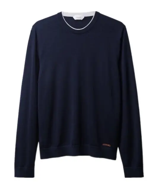 Versace Embroidered Knitted Crewneck Jumper - Blue