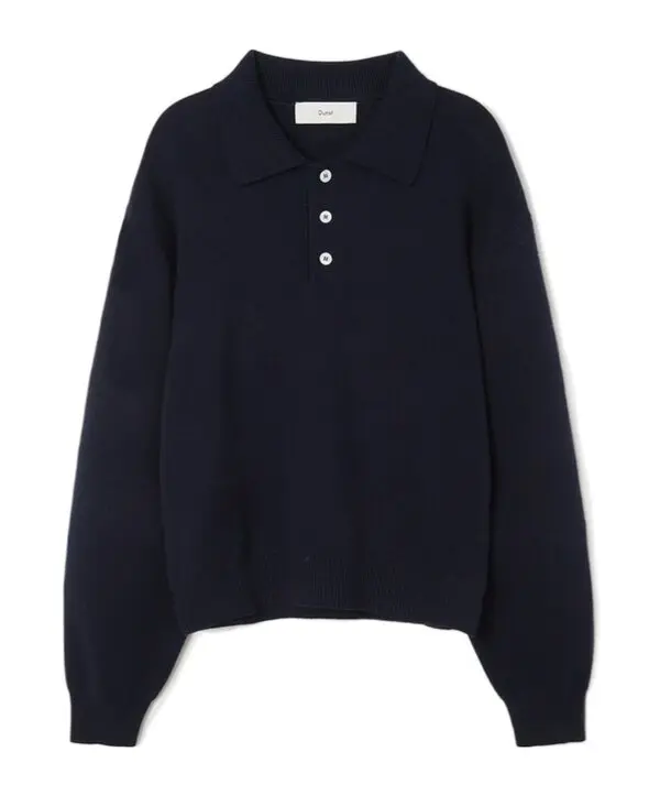 DUNST Long-sleeved Polo Shirt - Navy