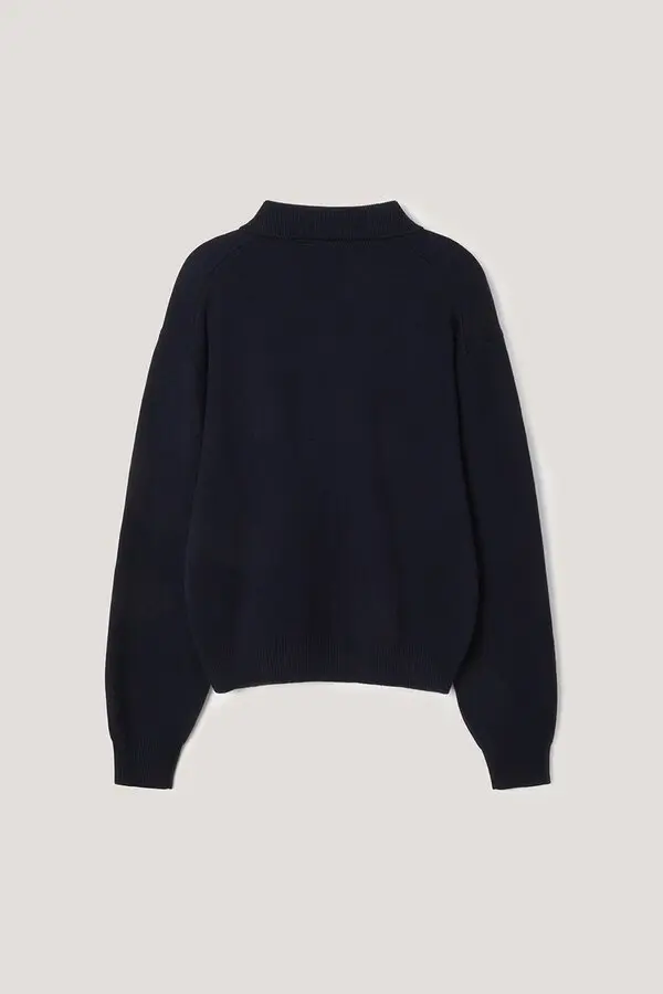 DUNST Long-sleeved Polo Shirt - Navy