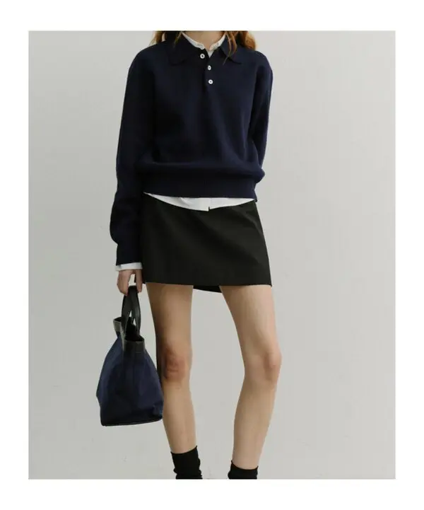DUNST Long-sleeved Polo Shirt - Navy