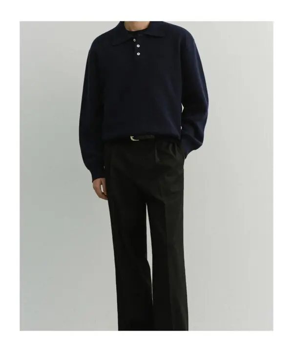 DUNST Long-sleeved Polo Shirt - Navy