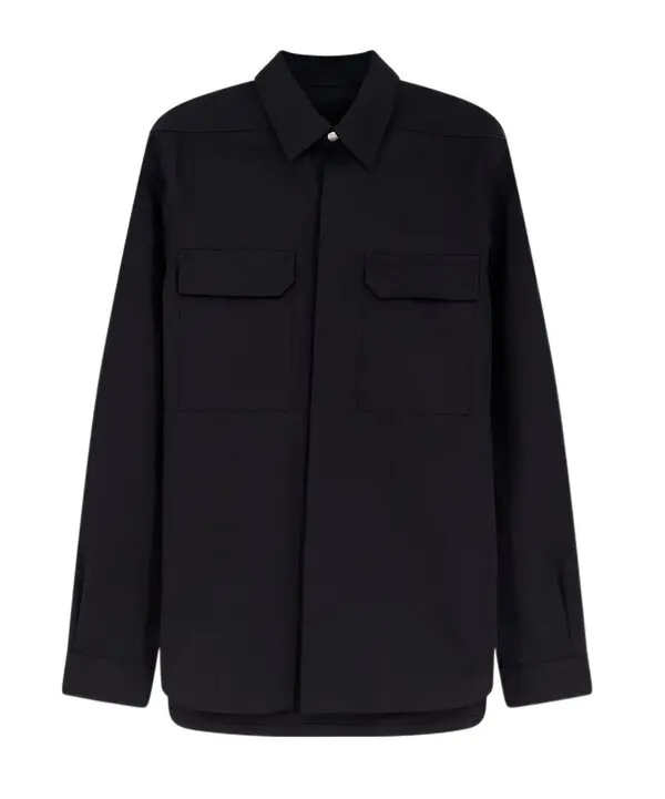 Rick Owens Long Sleeved Luxor Twill Shirt Jacket - Black