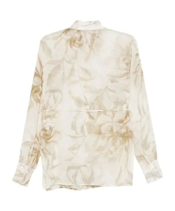 SEMICOUTURE Floral Print Tie-waist Shirt - Light Beige
