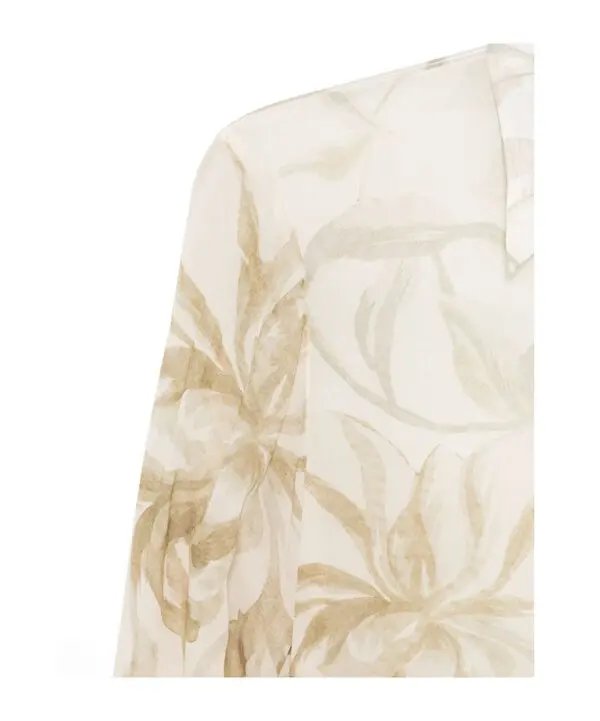 SEMICOUTURE Floral Print Tie-waist Shirt - Light Beige