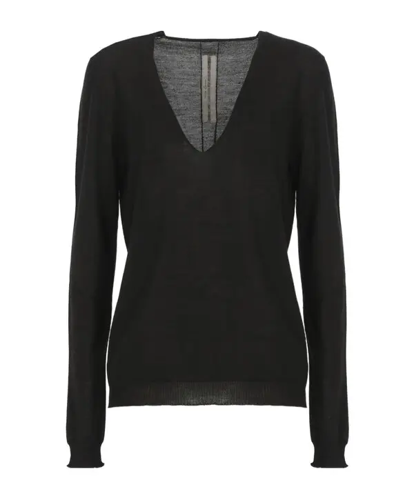 Rick Owens V-neck Long-sleeve Knit Sweater - Black